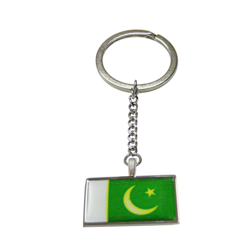 Thin Bordered Pakistan Flag Pendant Keychain - Gem